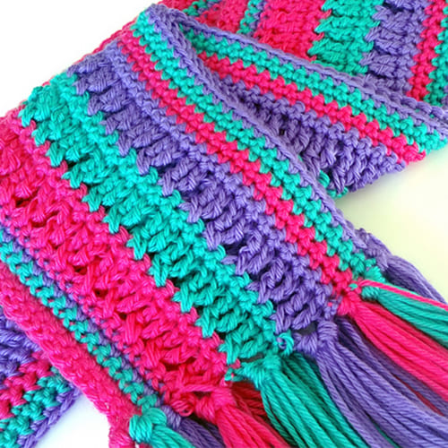 Free Colorwork Striped Scarf Crochet Pattern